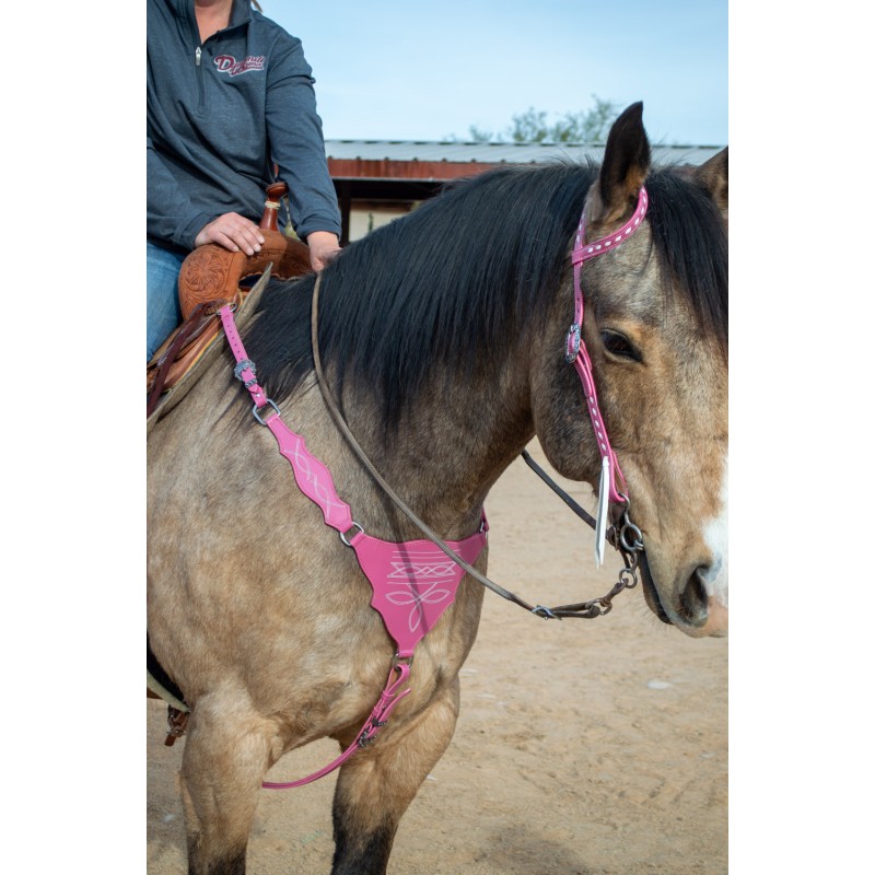 Pink Boot Stitch Headstall & Breast Collar Set