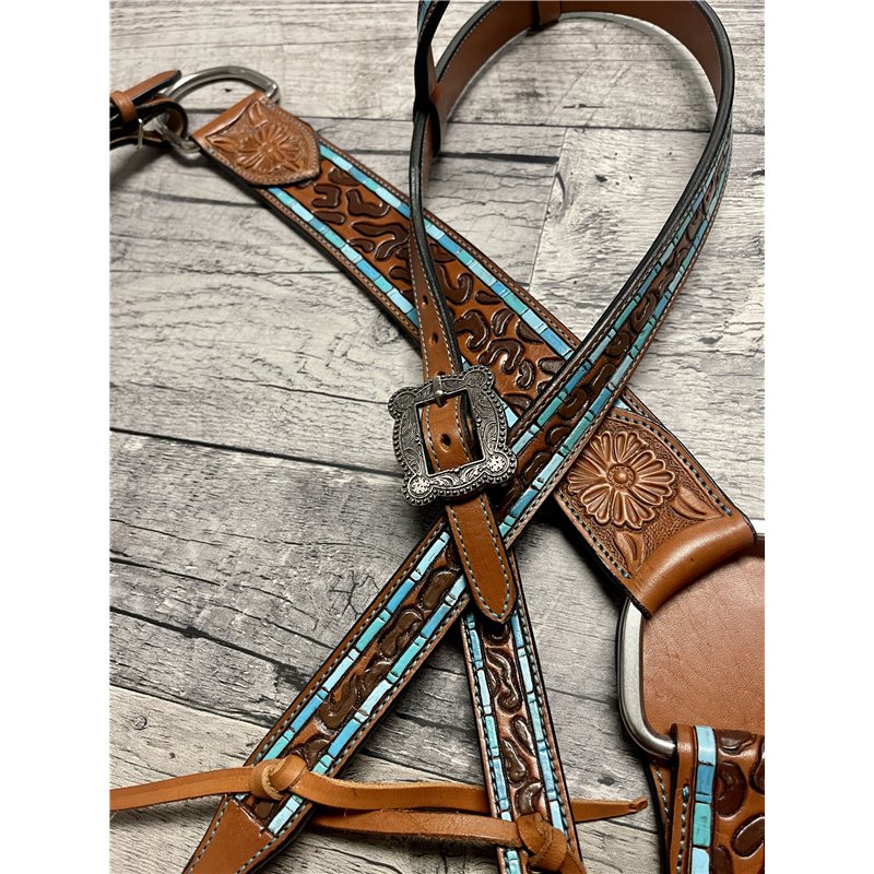 Painted Leopard Headstall and Breast Collar Set