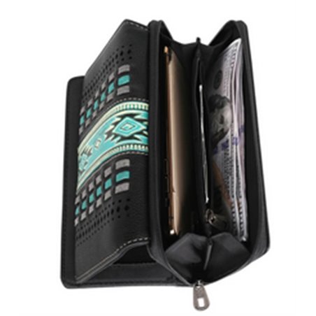 Montana West Aztec Embossed Wallet - Black
